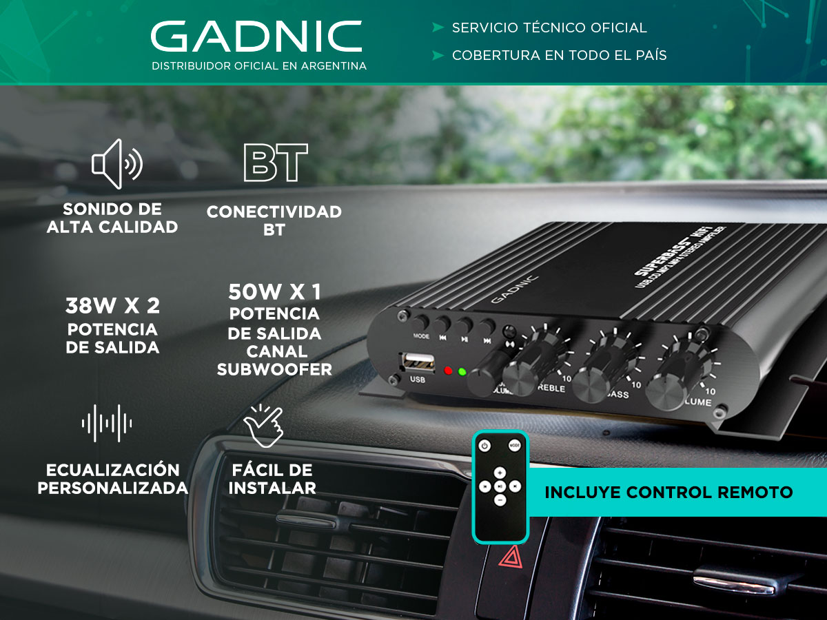 Amplificador Bluetooth Gadnic Potencia Para Auto | Gadnic