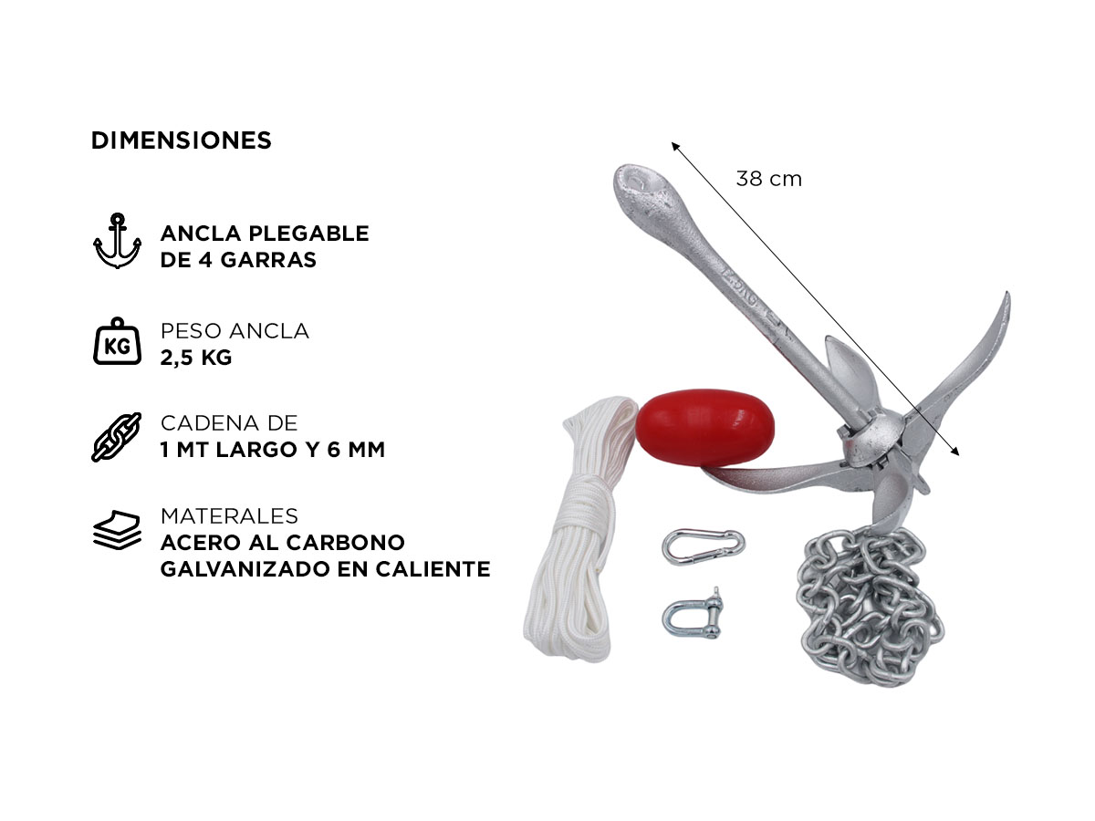 Kit Fondeo Ancla Cabo Gadnic NAU01 Juego de Anclaje | Bidcom