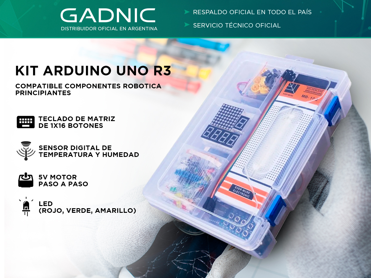 Kit Arduino Uno R3 Compatible Componentes Robotica Principiantes | Gadnic