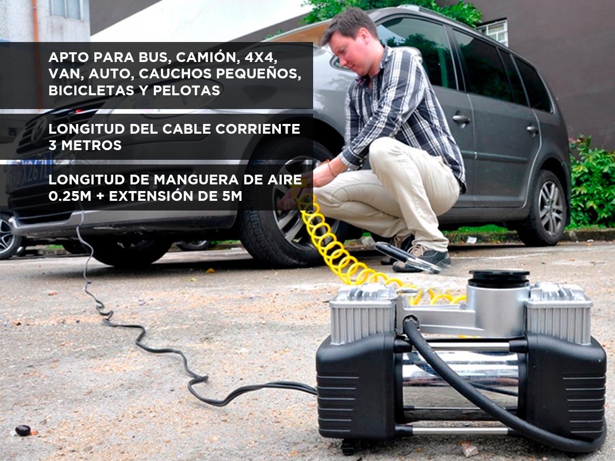 Compresor Para Auto 12v 150psi 85lt/min Portátil Incluye Bolso y Kit de ...