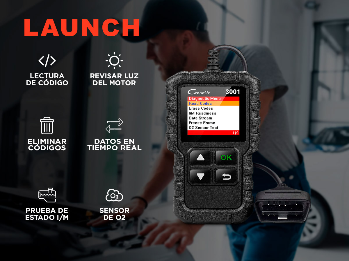Escáner Automotriz Launch Multimarca Motor con Pantalla LED | Bidcom