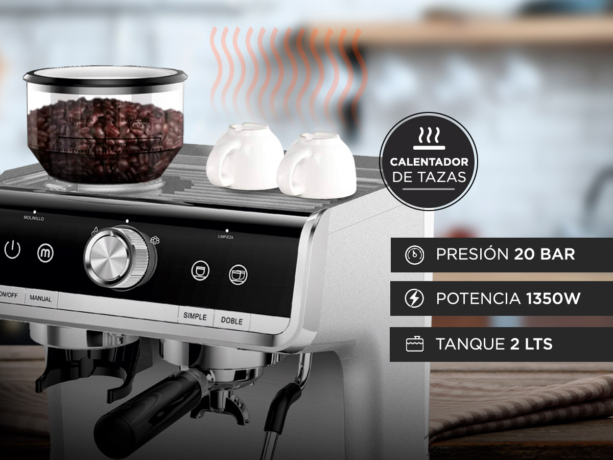 Cafetera Express Gadnic CME11 Barista Pro 1350W 20 Bar Molinillo ...