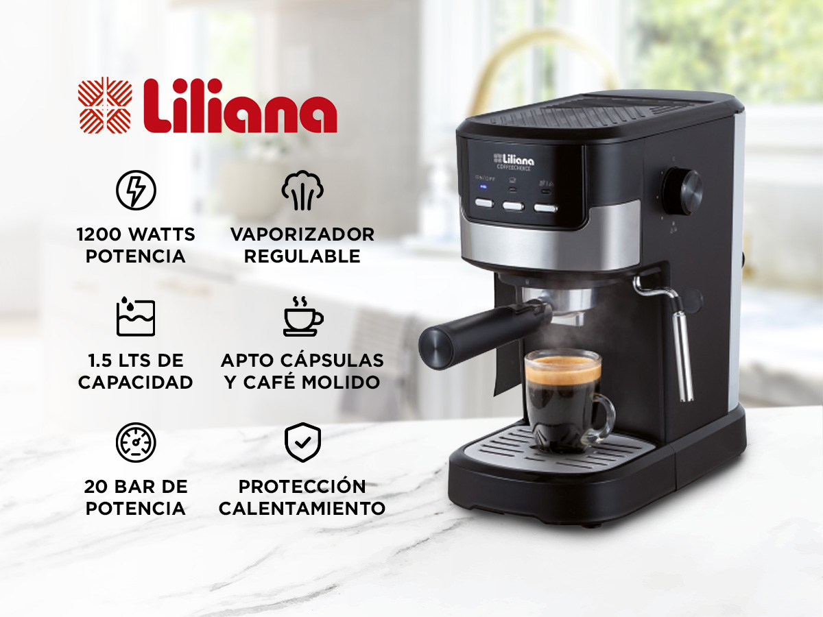 Cafetera Express Liliana AC980 Apto Capsulas | Bidcom
