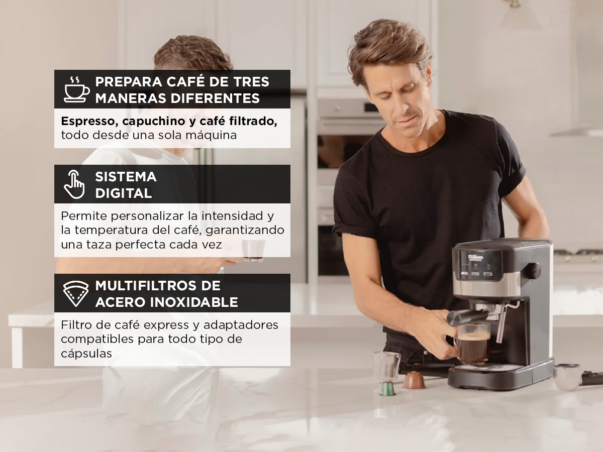 Cafetera Express Liliana AC980 Apto Capsulas | Bidcom