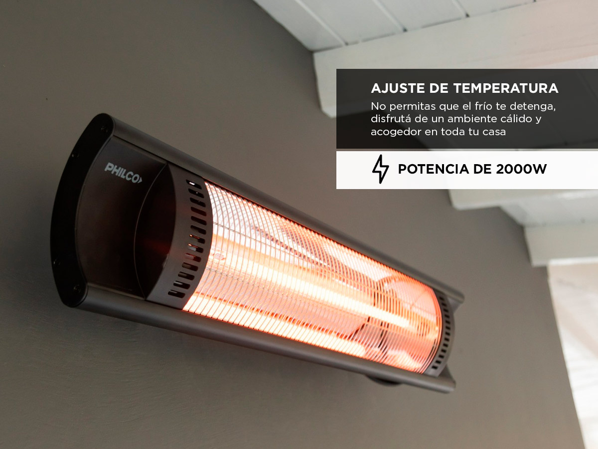 Calefactor Infrarrojo de Pared 4 Niveles de Potencia 2000W Philco | Bidcom