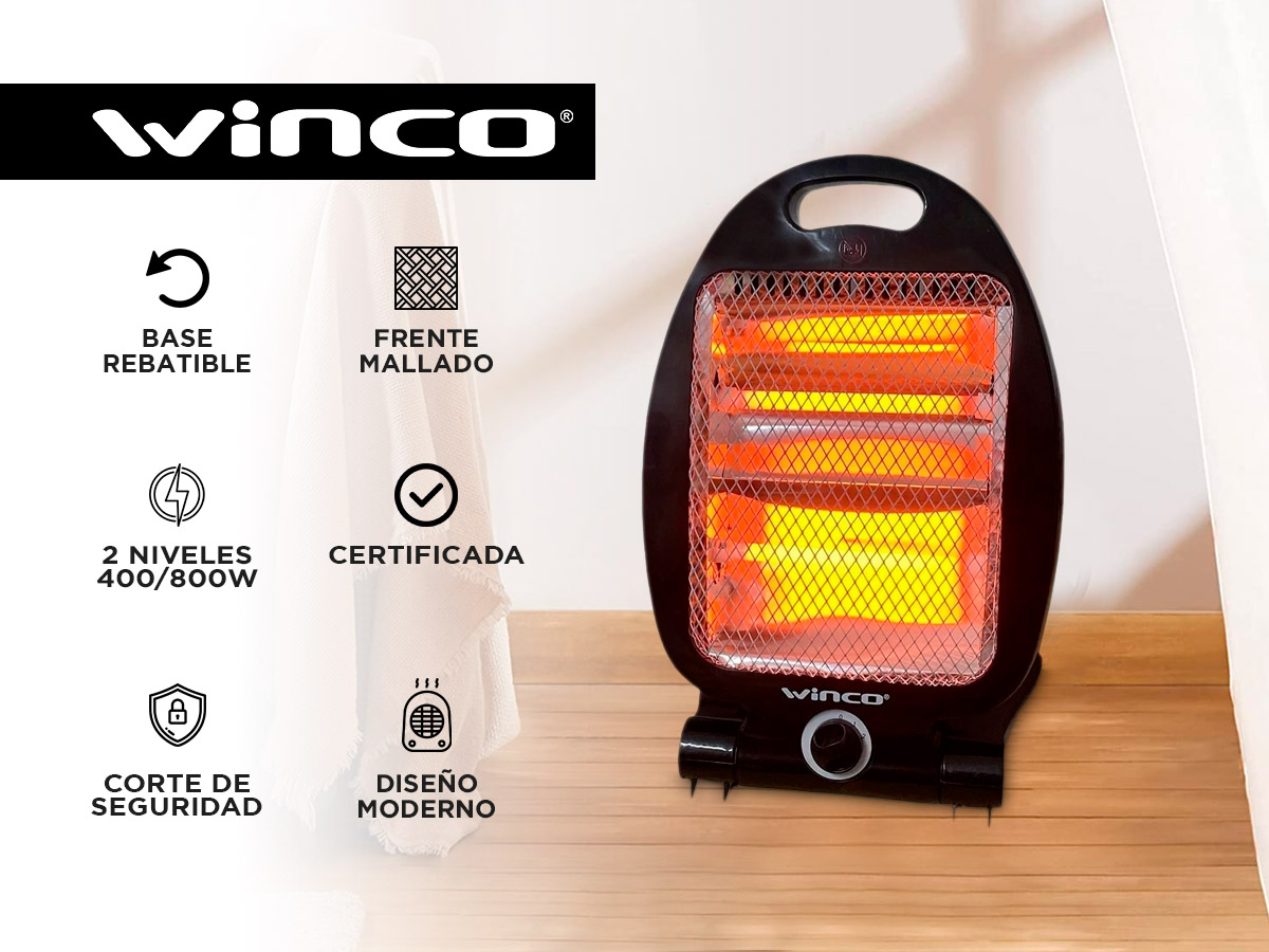 Estufa Eléctrica Cuarzo Winco W122 400W/800W | Bidcom
