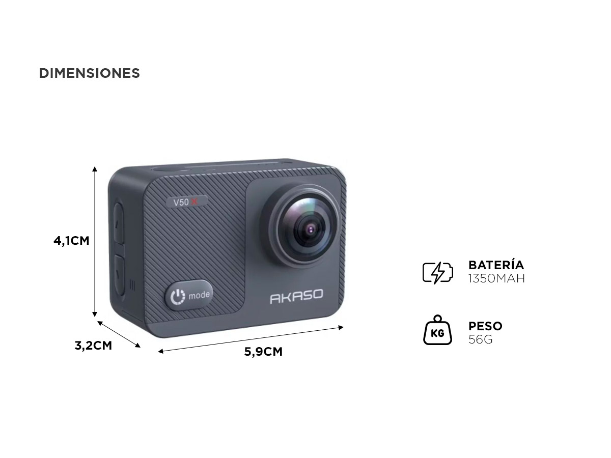 Cámara Deportiva Akaso V50X 4K 30FPS Sensor IMX386 | Bidcom