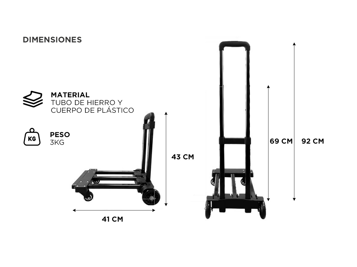 Carro Zorra Plegable Gadnic Con Extensible Capacidad 100 Kg Diablo De ...