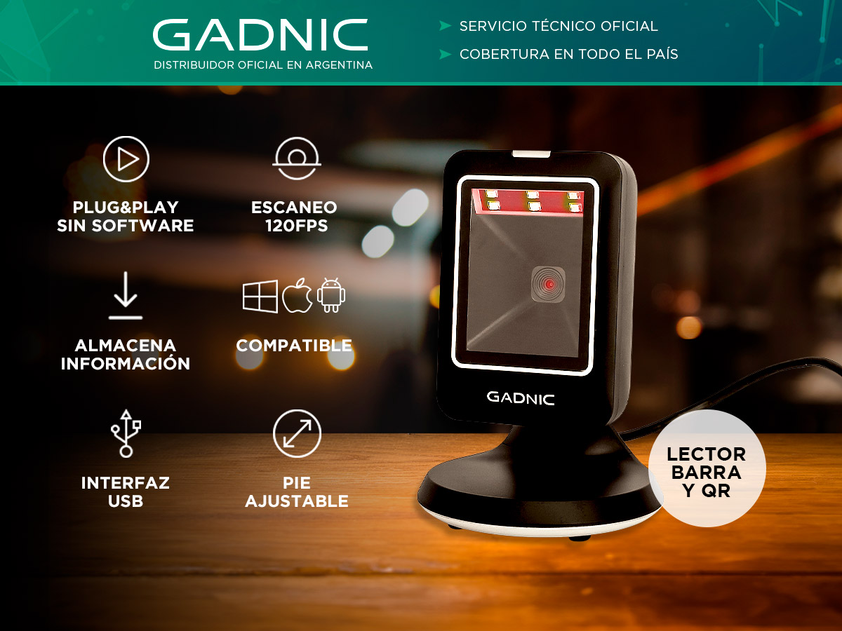 Lector de Código de Barras EasyScan Gadnic Omnidireccional 2D USB | Gadnic
