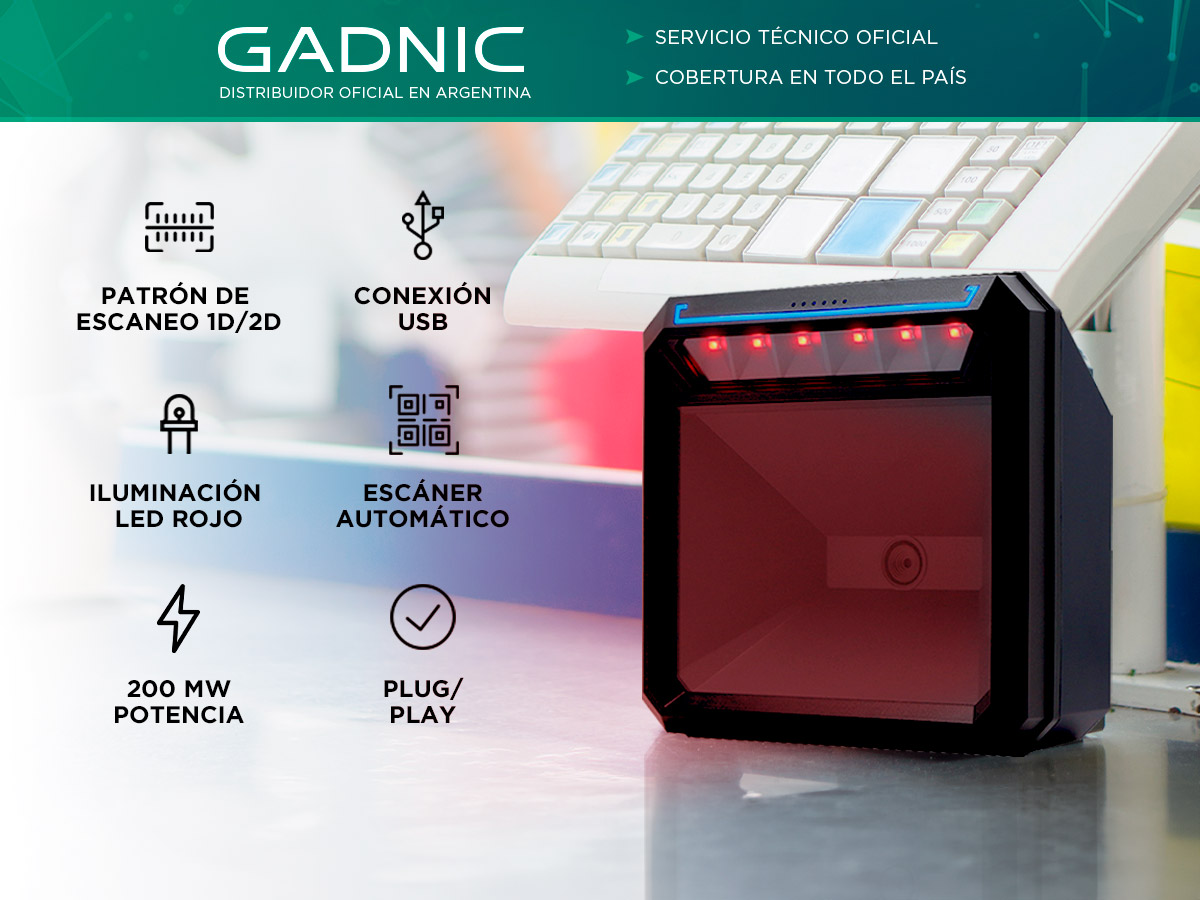 Lector De Código De Barras Gadnic BAR14 Omnidireccional | Gadnic