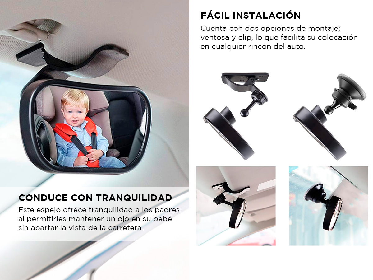 Espejo Retrovisor Para Auto Gadnic MBEB03 Seguridad Bebé a Bordo | Gadnic