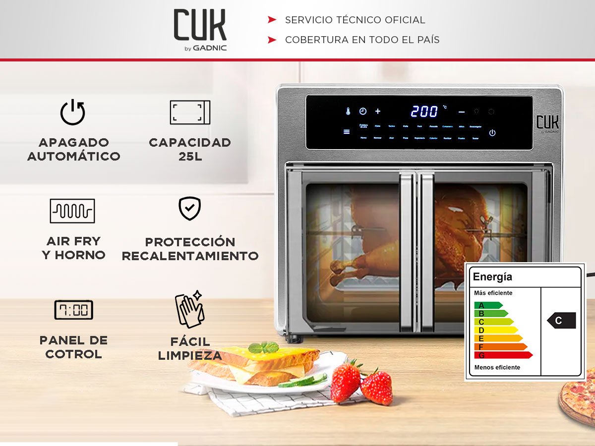 Freidora De Aire Cuk By Gadnic 25 Litros Con Accesorios Función Air Fry & Horno | Gadnic