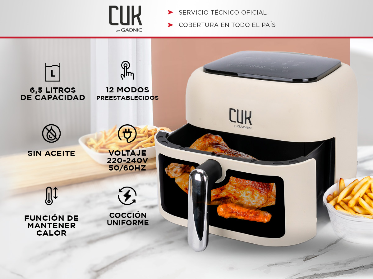 Freidora de Aire Cuke by Gadnic 6.5Lts Digital Antiadherente Sin Aceite Temporizador ...