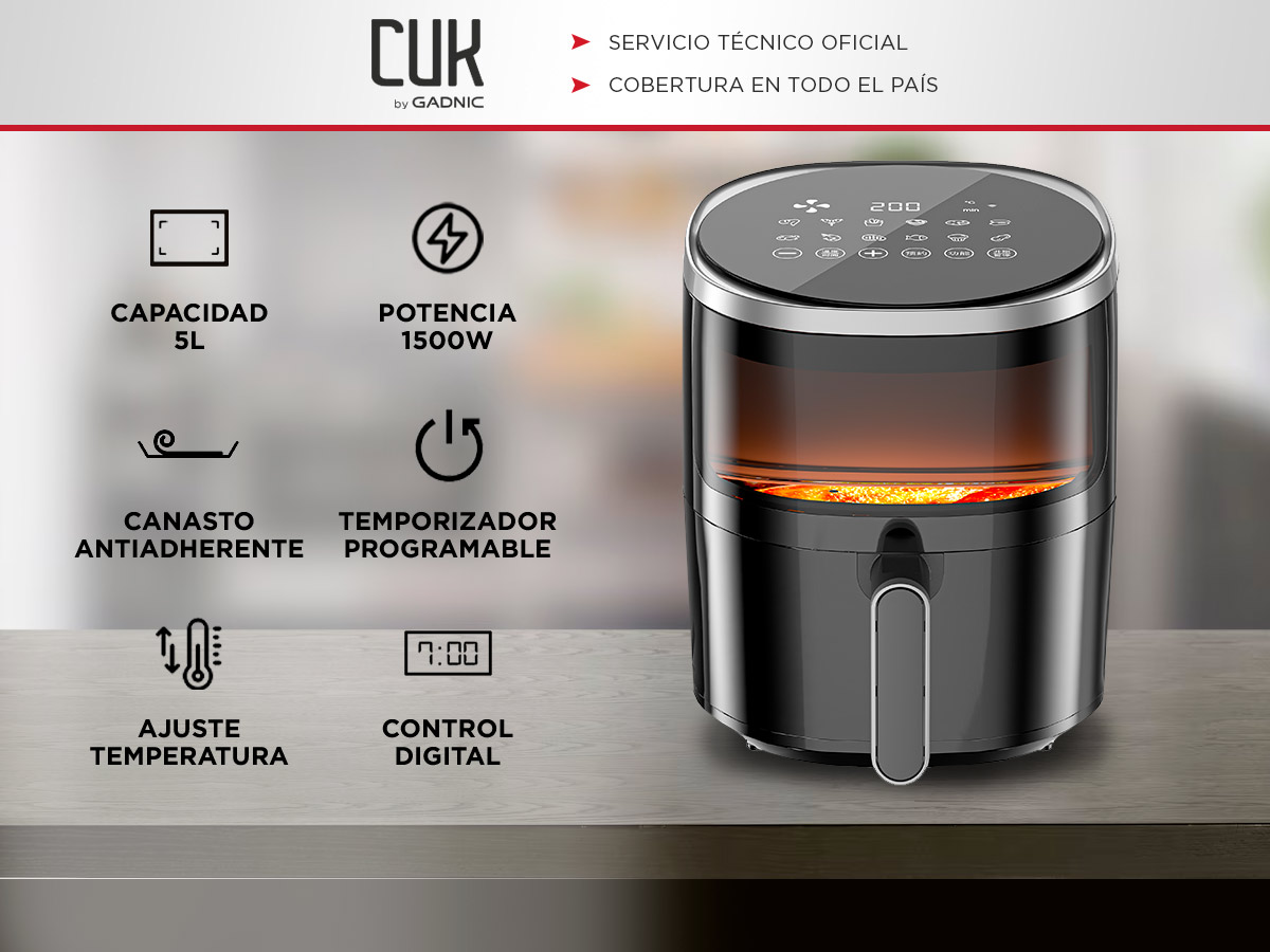 Freidora De Aire Cuk Gadnic Digital Táctil 5 Litros Visor | Bidcom