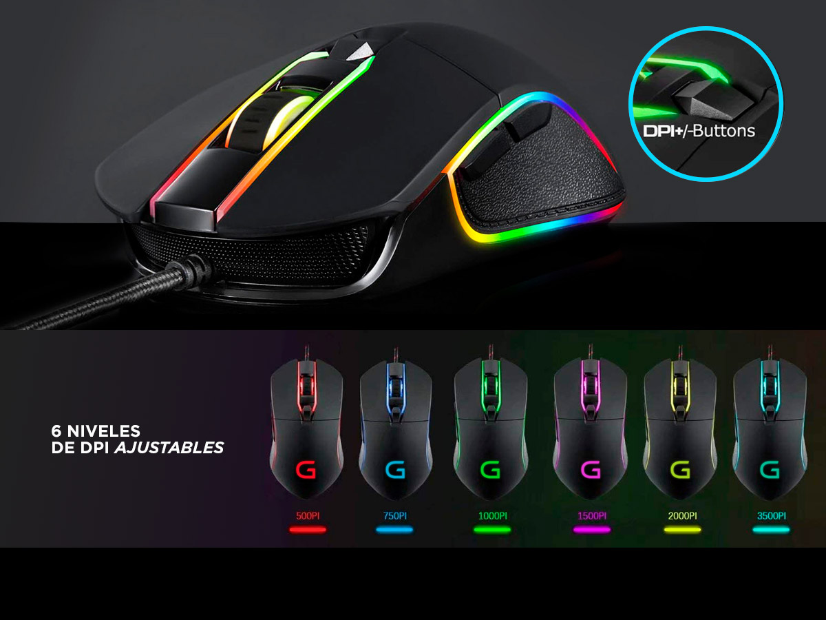 Mouse Gamer Gadnic M8 High 6 Botones RGB USB | Gadnic