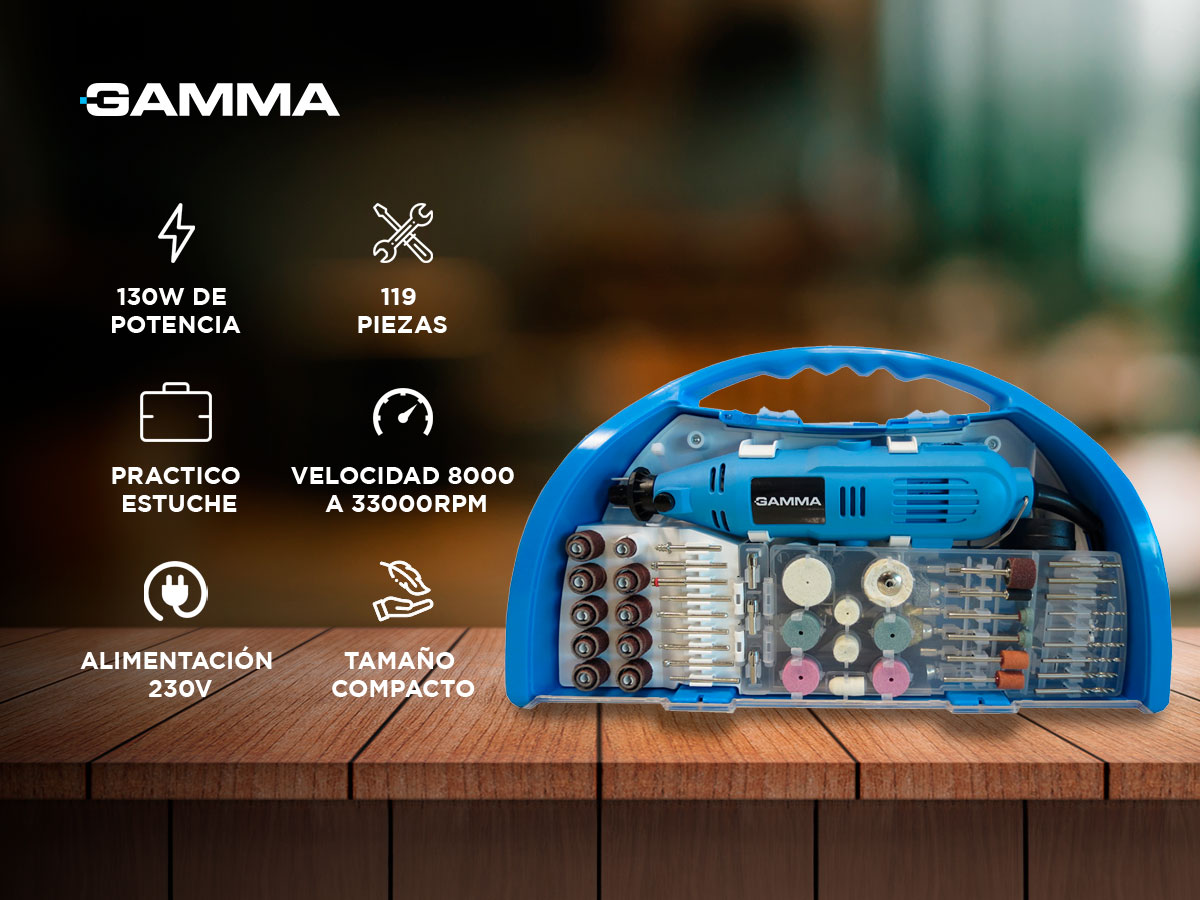 Minitorno Gamma 130w 33000rpm 119 Piezas Accesorios Maletin G19501AC ...