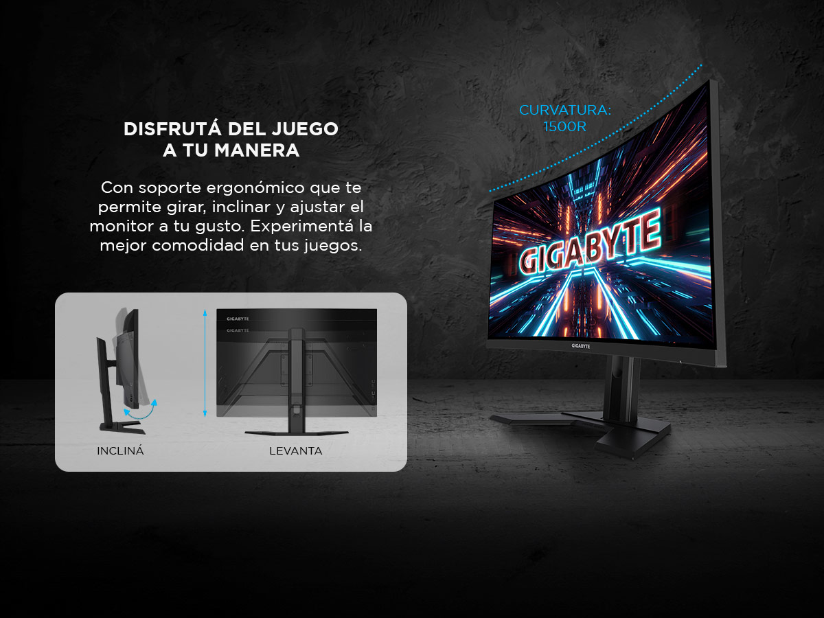 Monitor Gamer Gigabyte 27" 1ms 165hz Curvo Led Negro | Bidcom