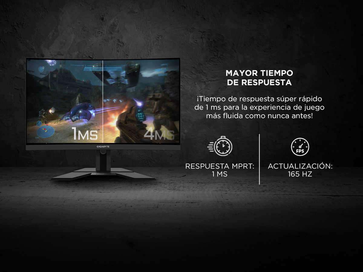 Monitor Gamer Gigabyte 27" 1ms 165hz Curvo Led Negro | Bidcom