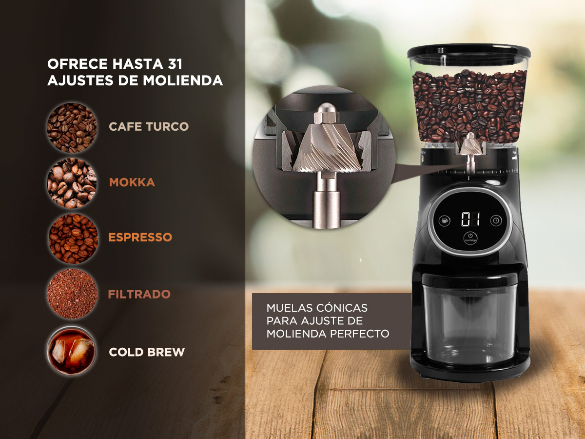 Cafetera Gadnic CME07 Para Café Molido + Molinillo de Café Profesional | Bidcom