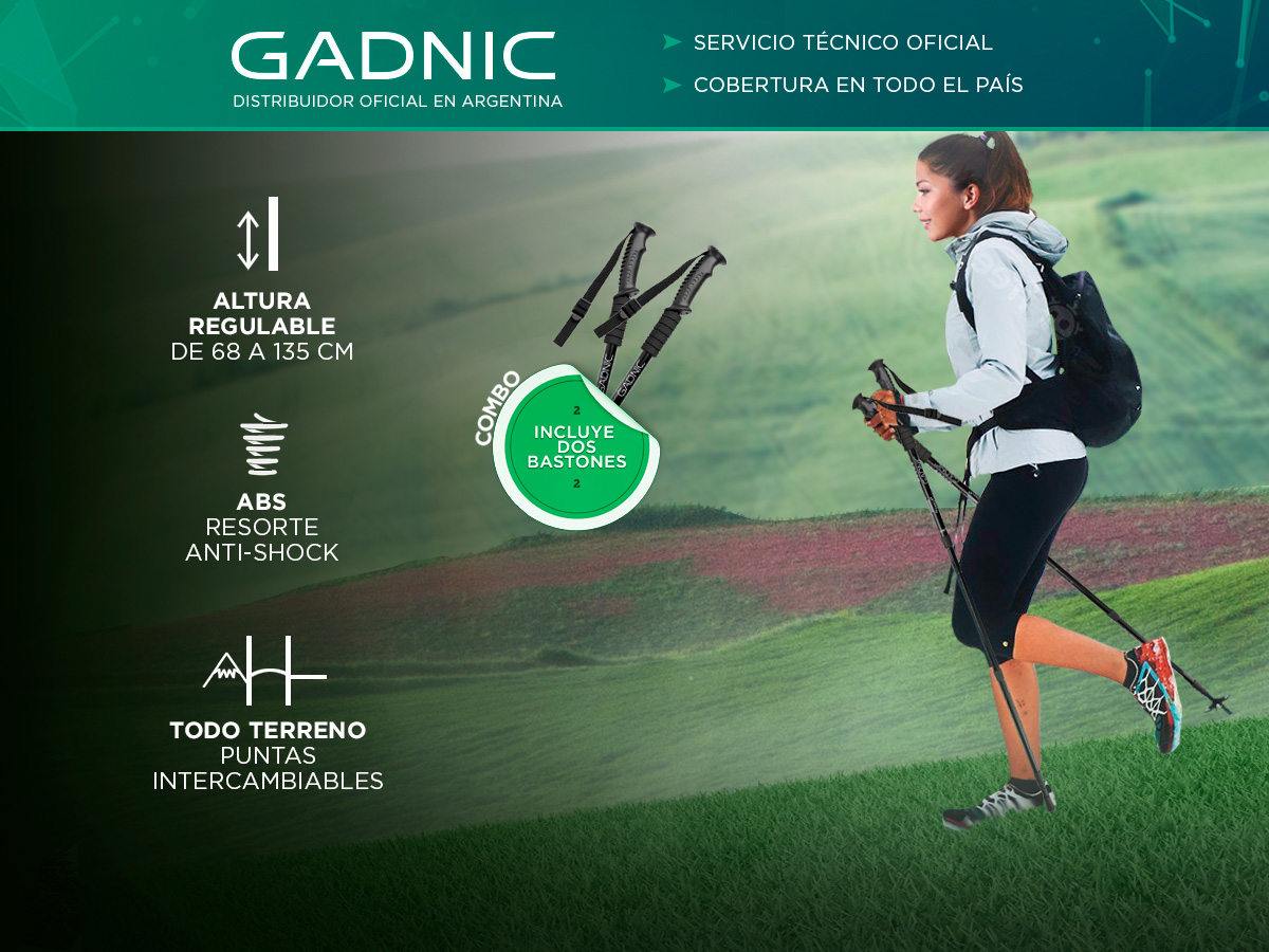 Kit Bastones Gadnic Para Trekking Senderismo Antishock | Bidcom