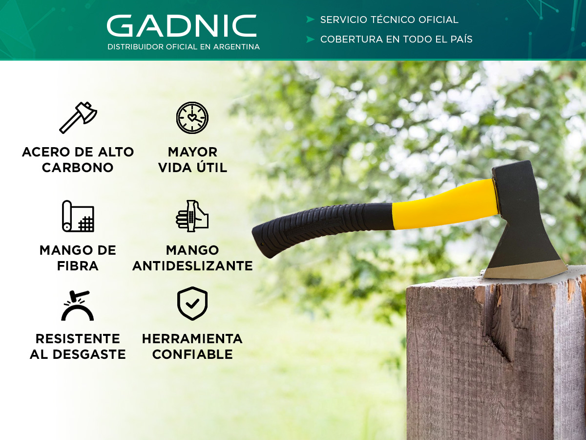 Hacha con Mango de Fibra Gadnic Acero de Alto Carbono | Gadnic
