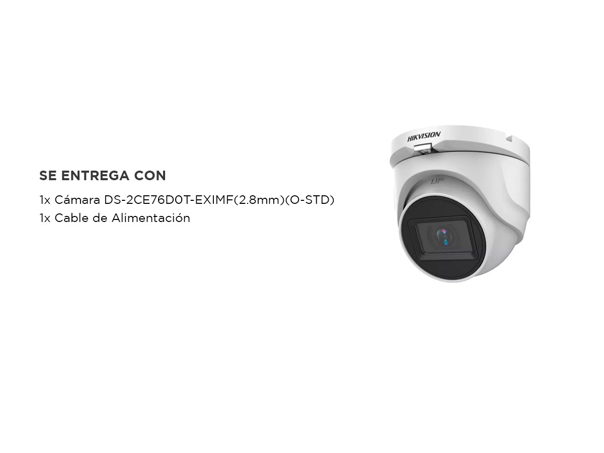 Cámara de Seguridad Domo Hikvision Ds-2ce76d0t-Eximf Fija 2MP Interior Exterior | Bidcom