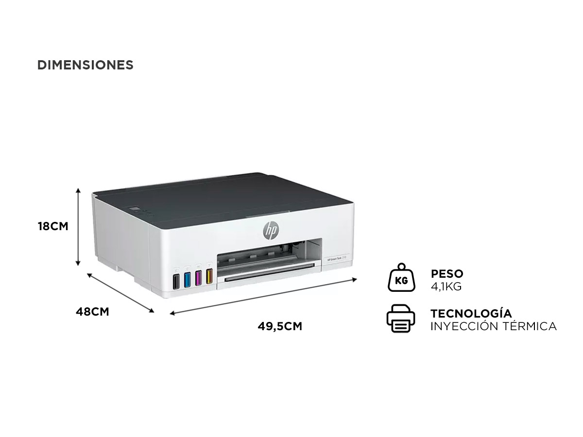 Impresora Hp Smart Tank 210 Sistema Continuo Color Wifi | Bidcom
