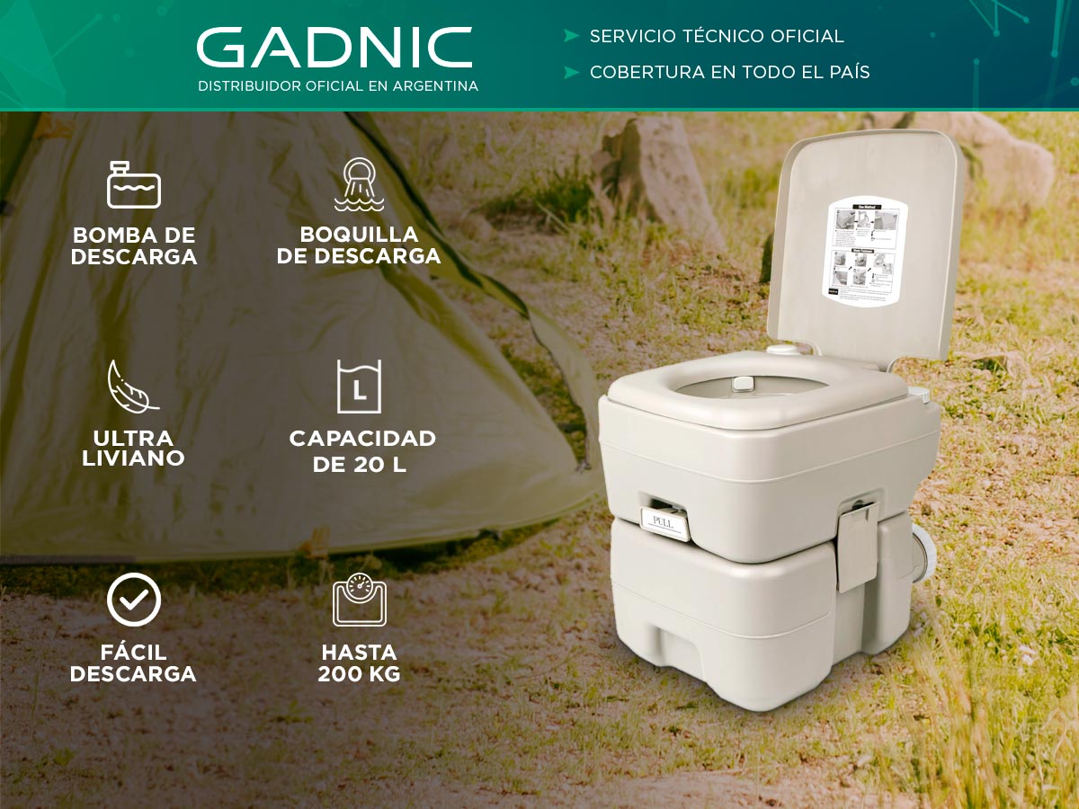 Inodoro Portátil Químico INOP 2.0 Gadnic 20 Litros | Gadnic