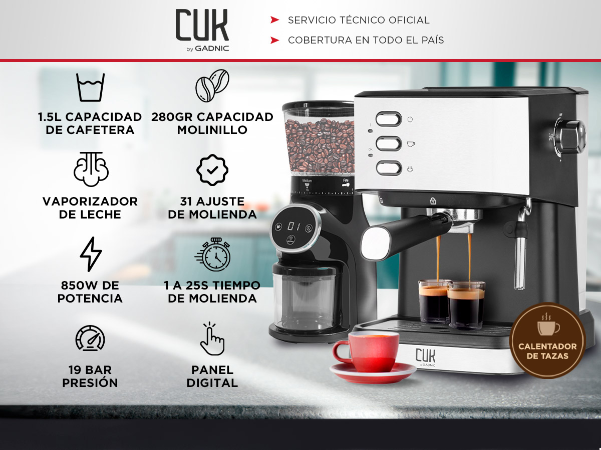 Kit Cafetera Express CME04 Molinillo De Cafe Profesional | Gadnic