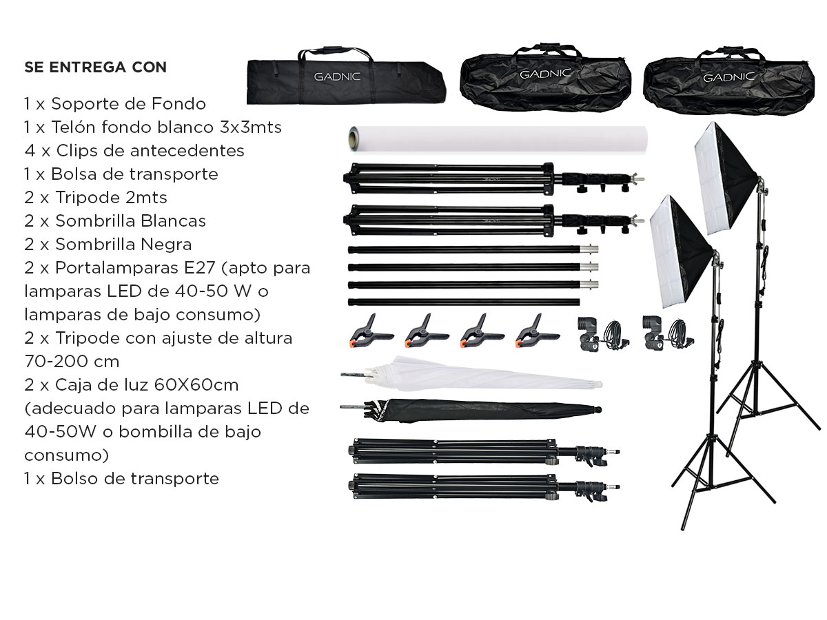 Kit Fotografico Estudio Profesional Set Fotografia | Gadnic
