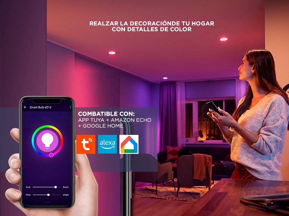 Lampara Led Smart Inteligente RGB X2 9W Wifi | Gadnic