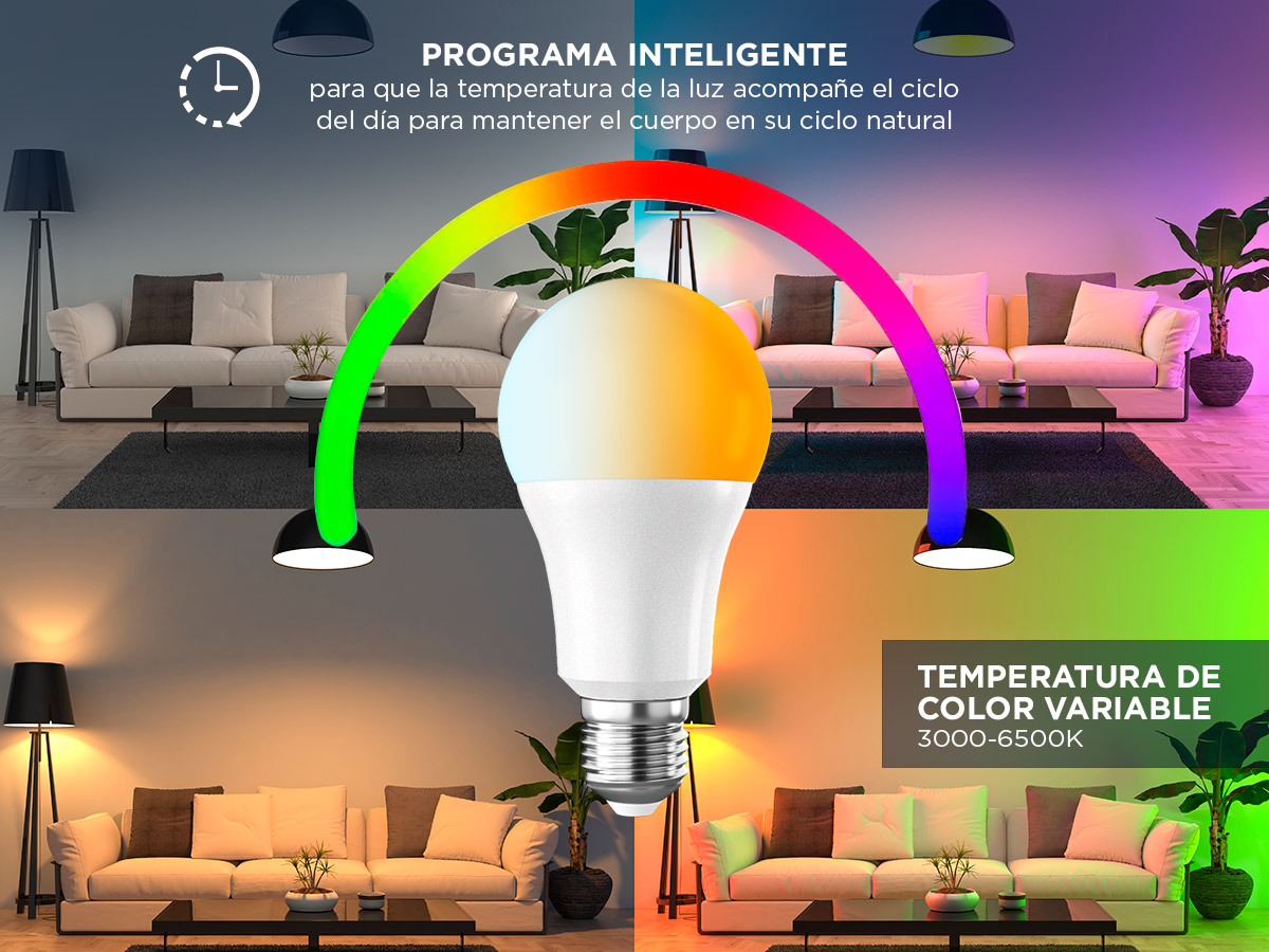 Lampara Led Smart Inteligente RGB X2 9W Wifi | Gadnic