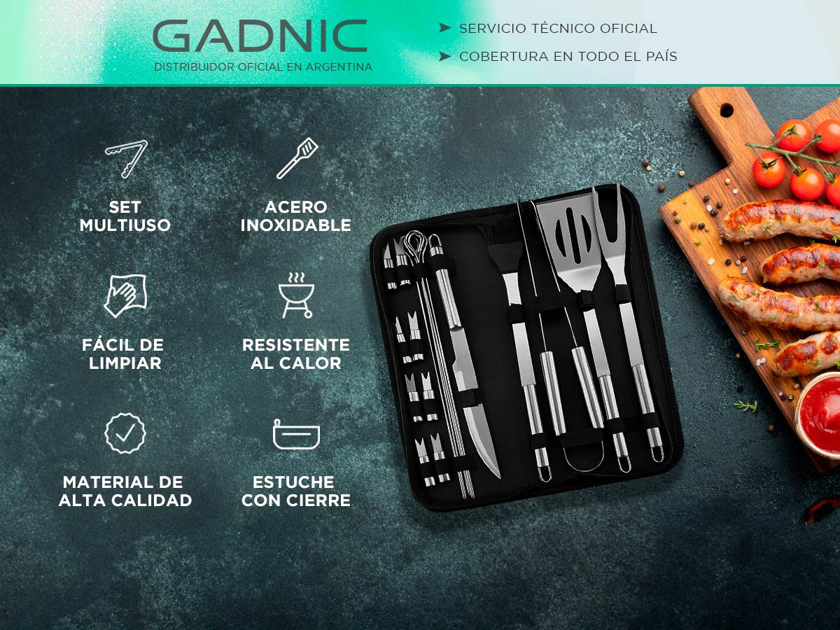 Set Parrilla 18pzs Kit Asador Acero Inoxidable Con Estuche | Gadnic