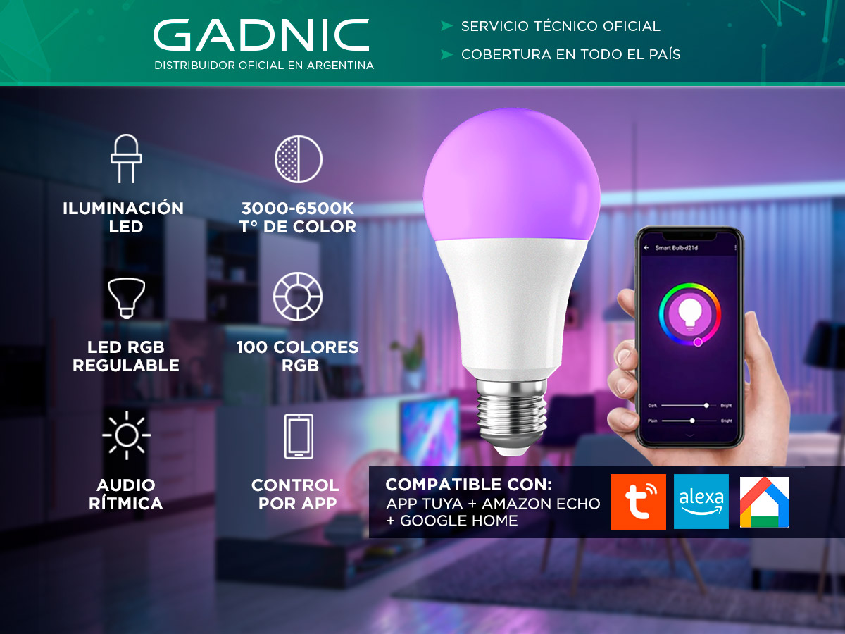 Lampara Led Smart Inteligente RGB X24 9W Wifi | Gadnic