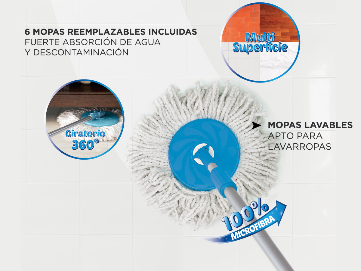 Mopa Gadnic Clean Dream con Balde Escurridor Centrífugo c Pedal Lampazo ...
