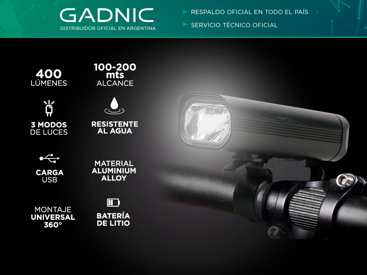 Linterna Recargable Gadnic para Bicicletas Led | Gadnic