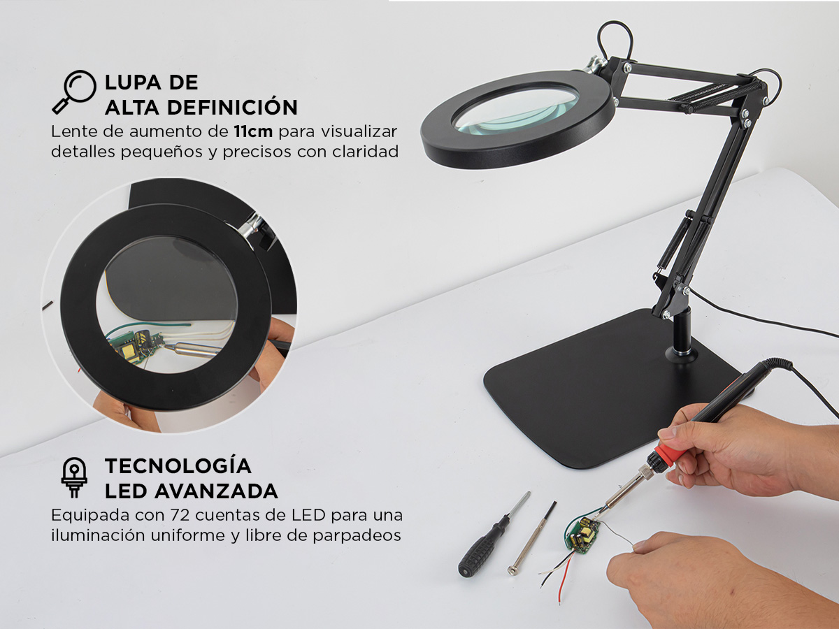 Lámpara Led De Escritorio Gadnic Con Lupa 3 Luz Ajustable | Bidcom