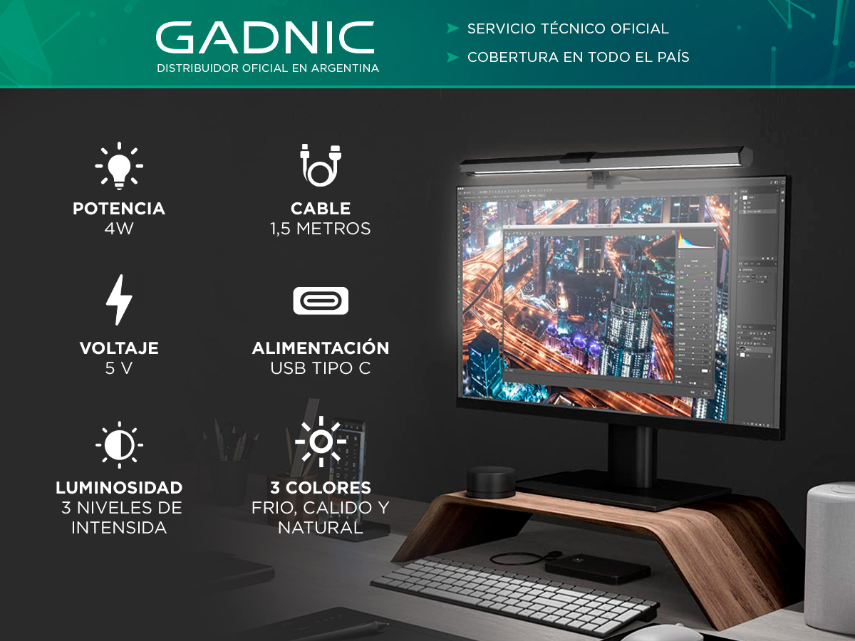 Luz Para Monitor Led Anti Luz Azul Lampara Gamer | Gadnic