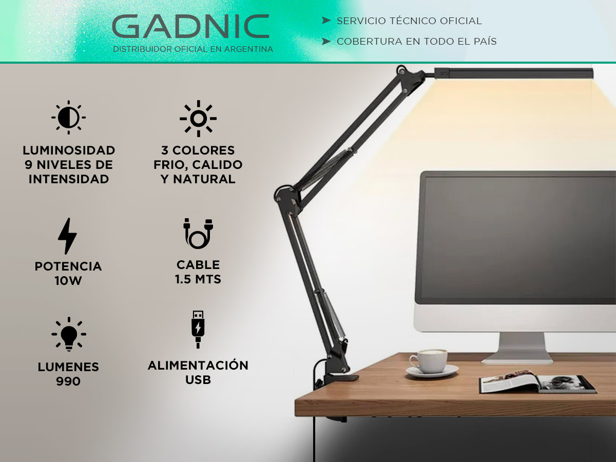 Lámpara Led De Escritorio Gadnic LedMax Con Brazo 360 | Gadnic