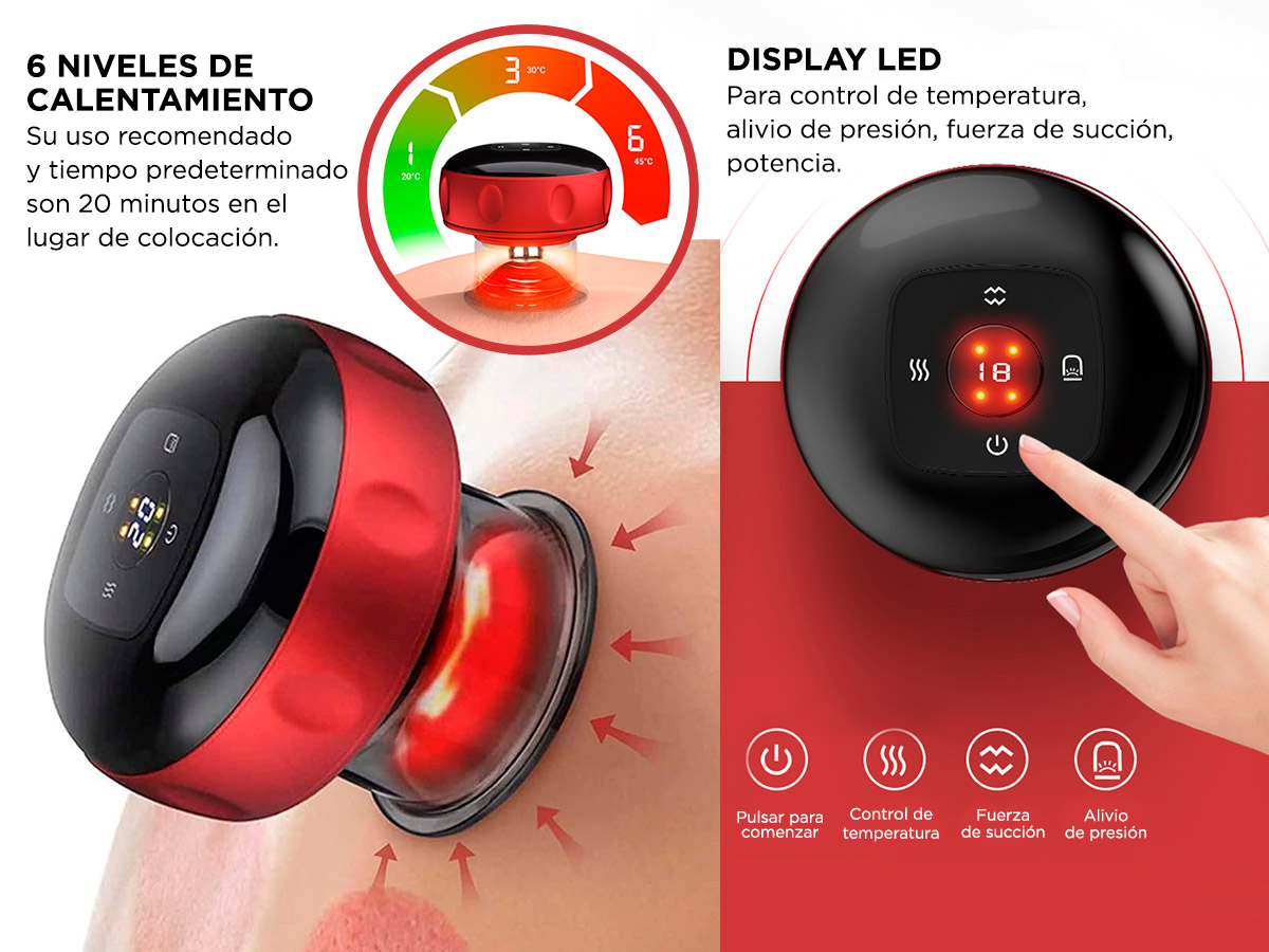 Masajeador por Succión Gadnic DK-11 Masaje Inteligente Ventosas ...