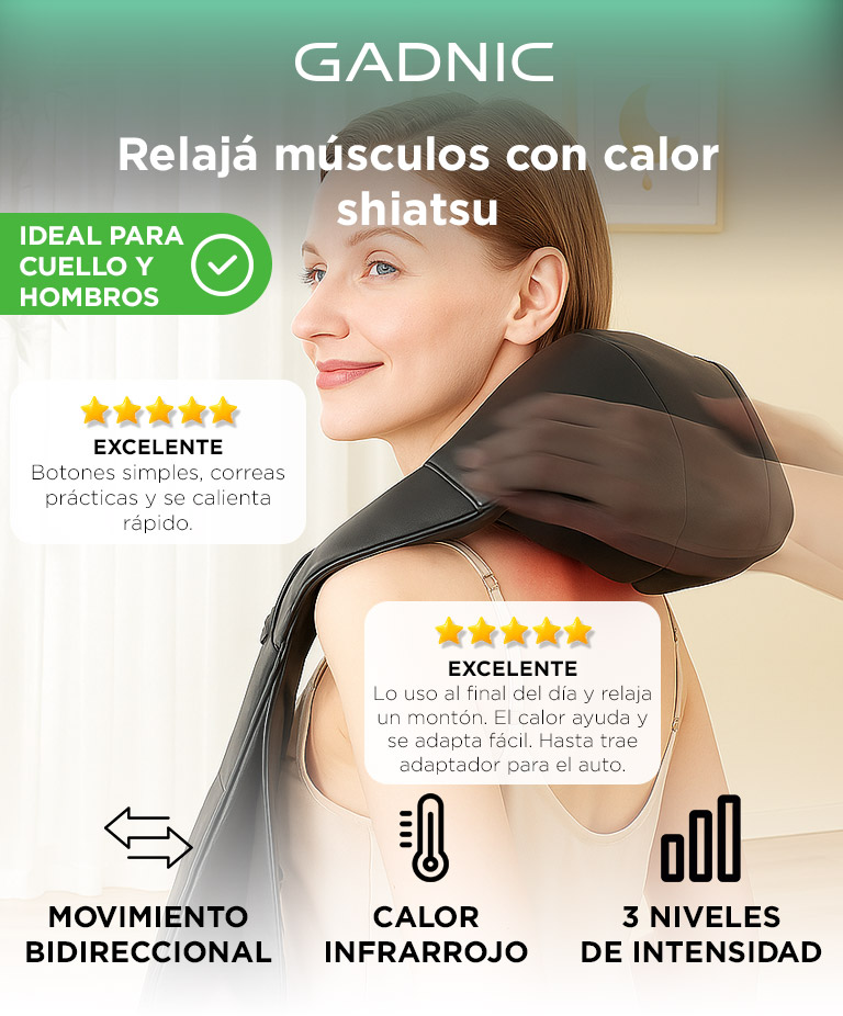 Masajeador Cervical y Lumbar Gadnic 8 Rodillos Bidireccionales | Gadnic