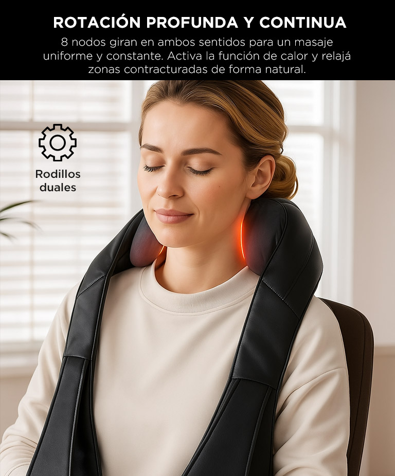 Masajeador Cervical y Lumbar Gadnic 8 Rodillos Bidireccionales | Gadnic