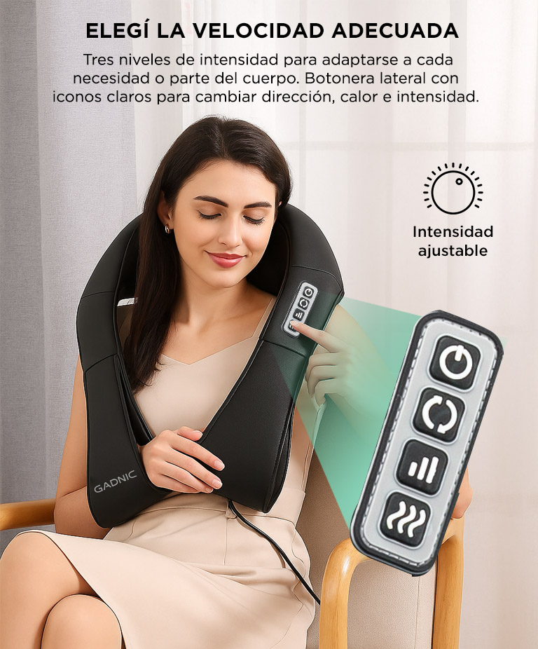 Masajeador Cervical y Lumbar Gadnic 8 Rodillos Bidireccionales | Gadnic