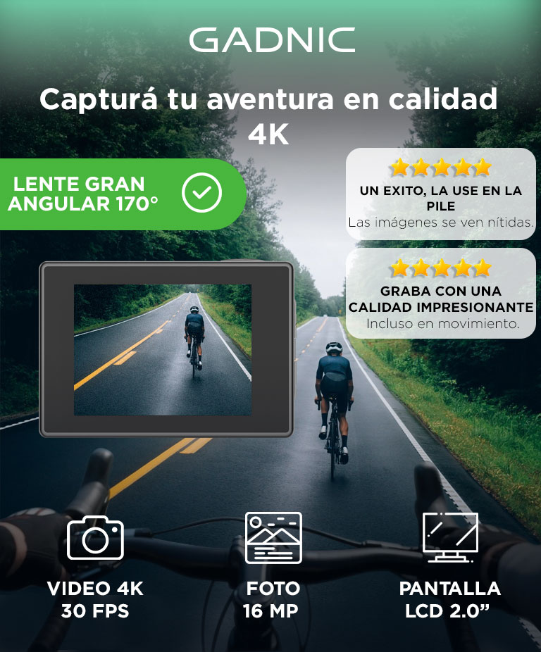 Cámara Deportiva Gadnic 4K WiFi Pantalla LCD 2 Pulgadas Gran Angular ...