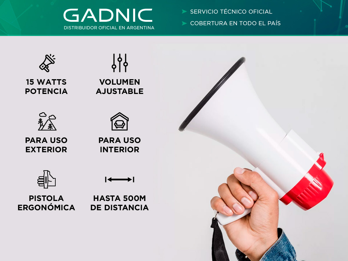 Megafono Portatil De Mano Gadnic Grabador Voz Musica 15W | Gadnic