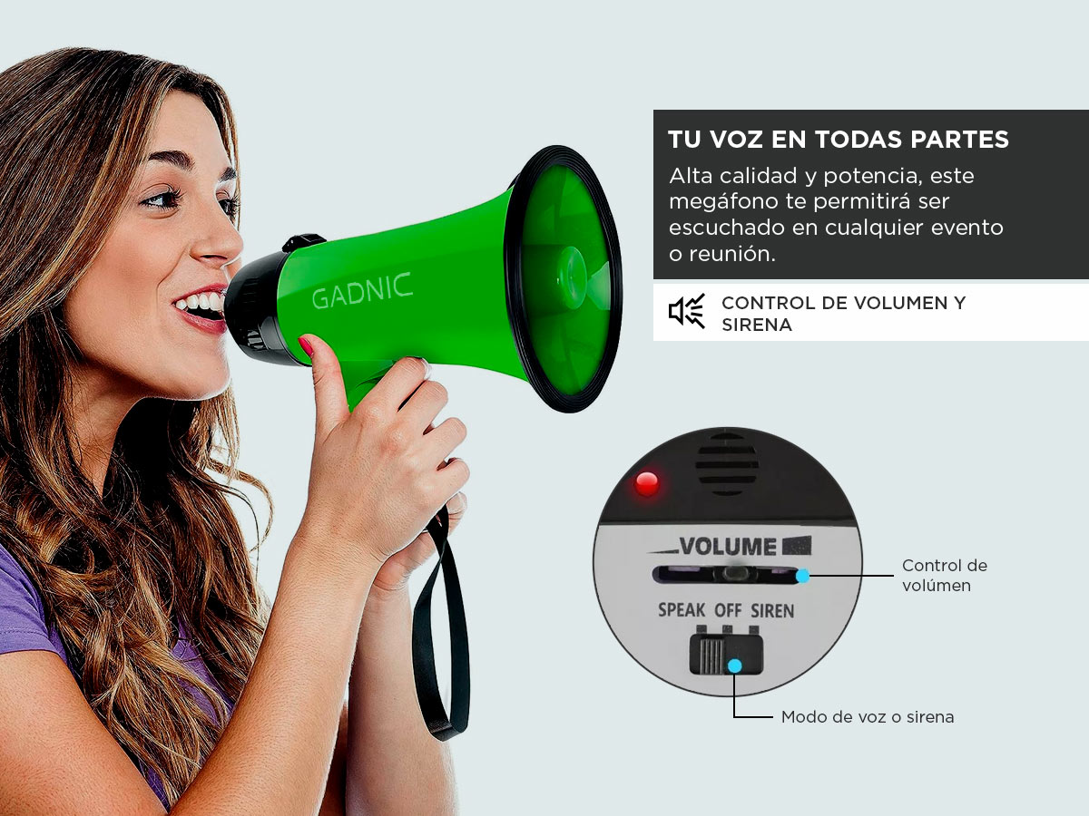 Megáfono Gadnic Control De Volumen 20 Watts | Gadnic