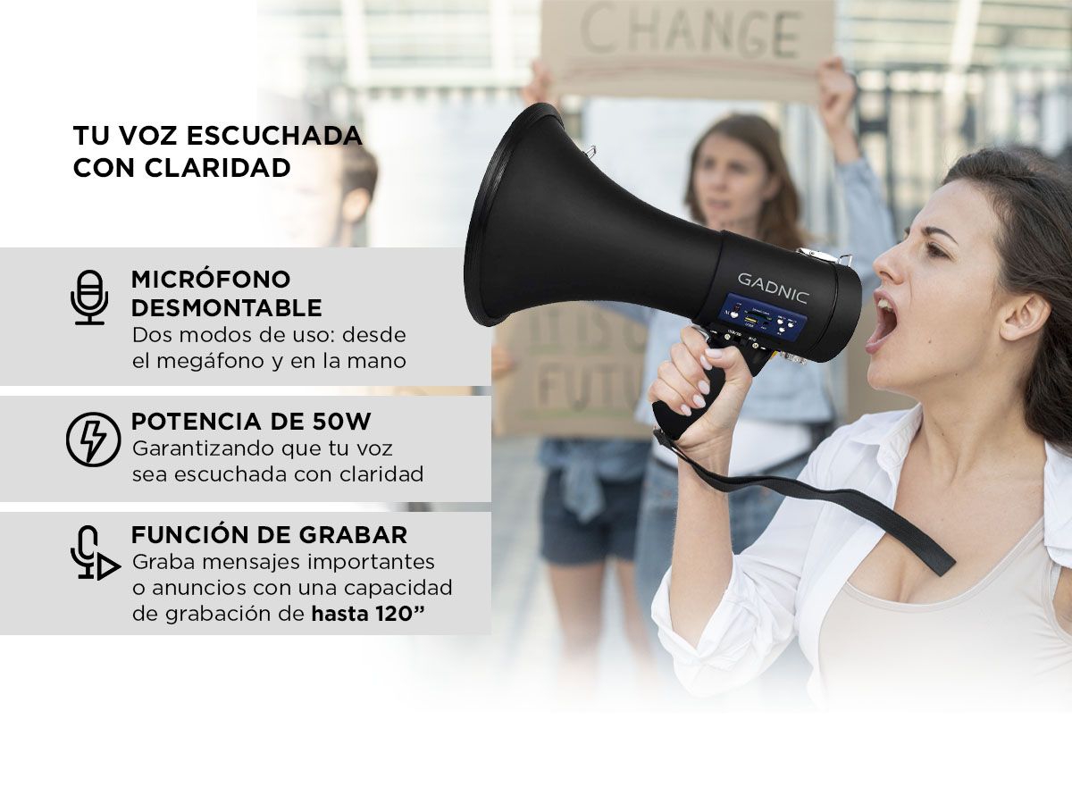 Megáfono Portátil Gadnic Con Micrófono Removible | Gadnic
