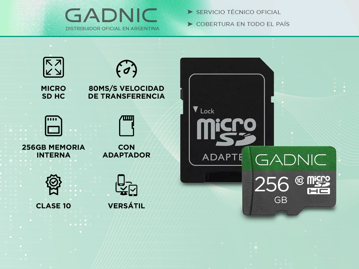 Memoria Micro SD Gadnic 256gb Clase 10 Adaptador | Gadnic