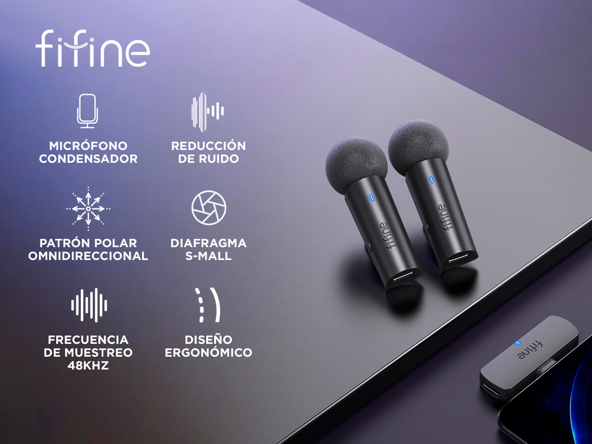Kit Micrófonos Inalámbricos Fifine M8 con Reducción de Ruido | Bidcom