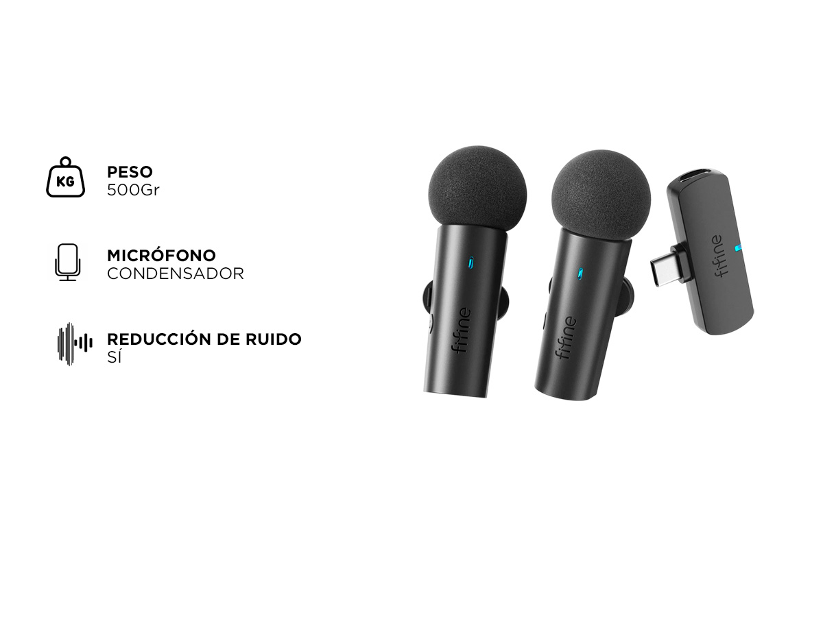 Kit Micrófonos Inalámbricos Fifine M8 con Reducción de Ruido | Bidcom